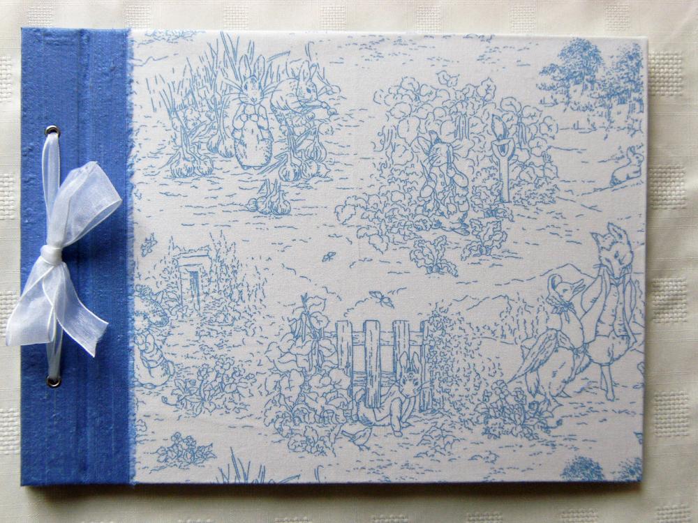 Baby Photo Album - Large Blue Silk & Beatrix Potter Fabric Album ...
