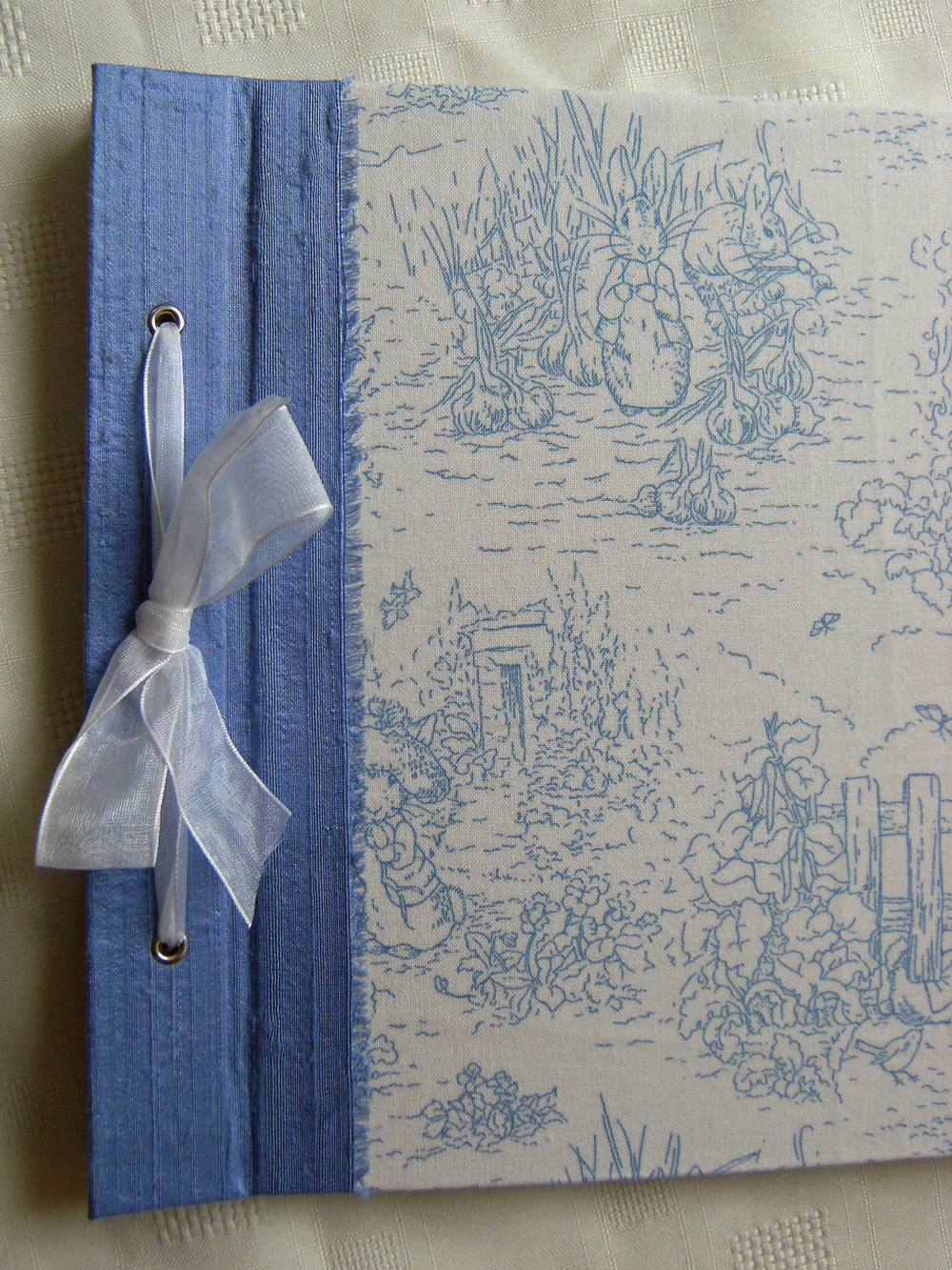 Baby Photo Album - Large Blue Silk & Beatrix Potter Fabric Album ...